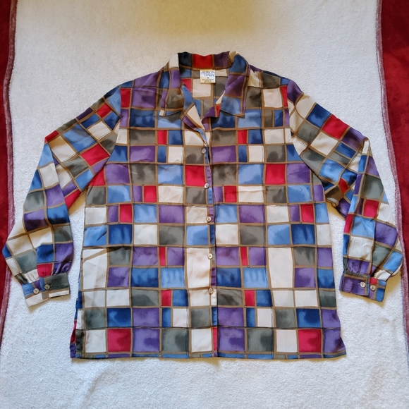 Allison Daley | Tops | Vintage 9s Allison Daley Color Block Loud Button ...